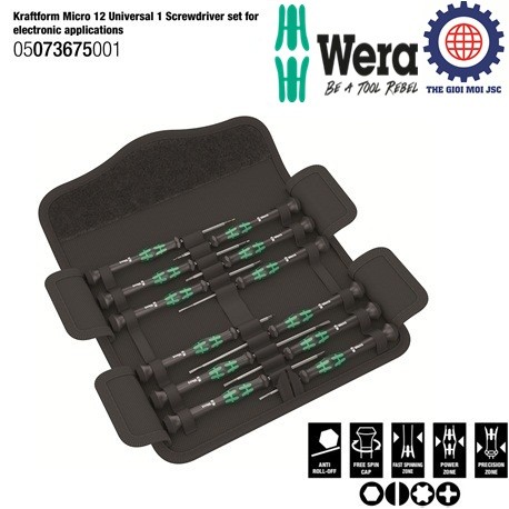 Bộ tua vít điện tử 12 chiếc Wera 05073675001 Kraftform Micro 12 ...